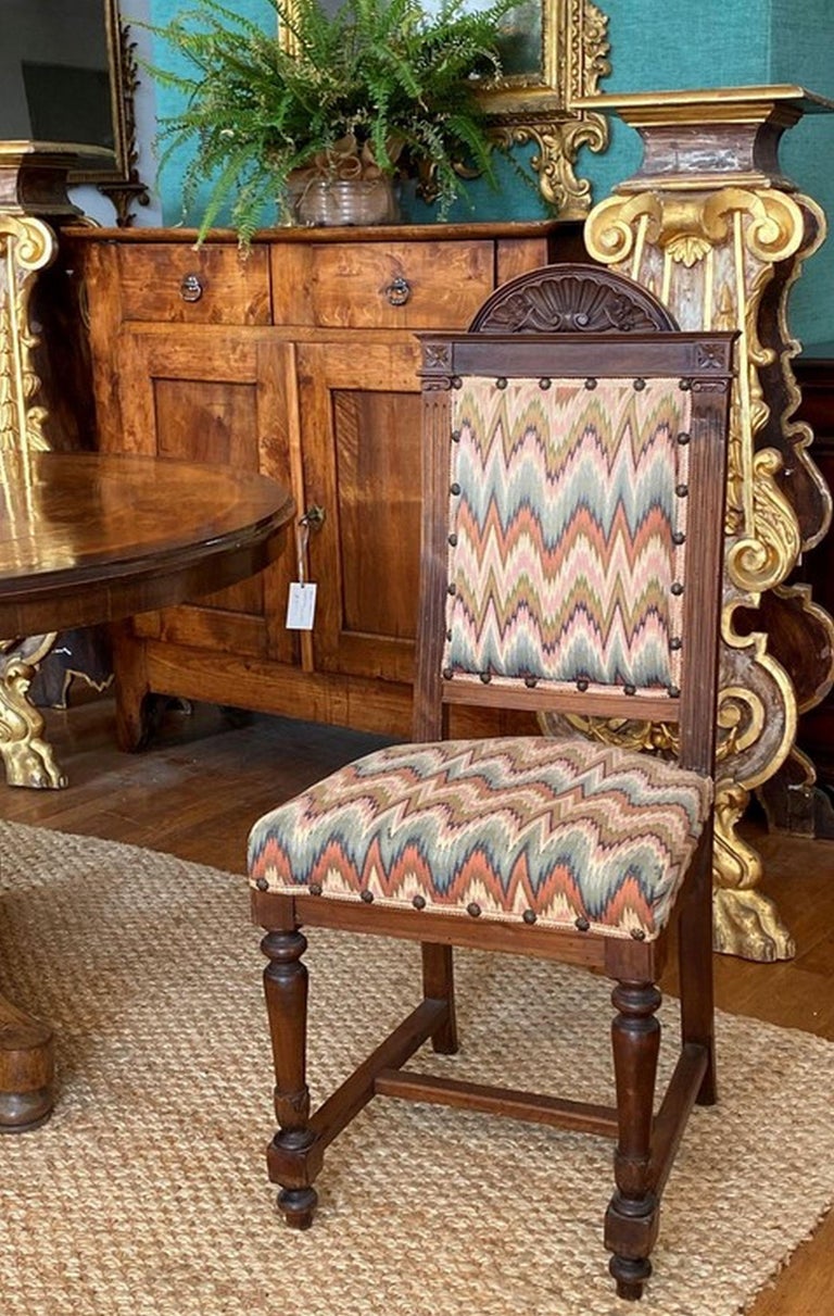 Set of Six 19th Century Tuscan Walnut Chairs For Sale at 1stDibs