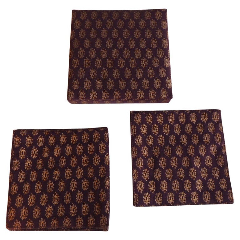 Set of Six '6' Silk Gold Stamped Drinks Coasters Double Sided For Sale ...