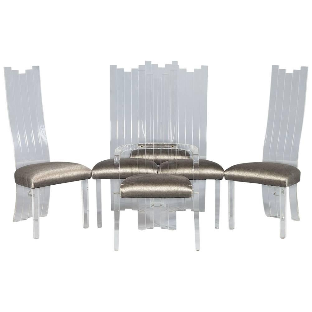 Set of Six Acrylic Sculpted Back Dining Chairs at 1stDibs