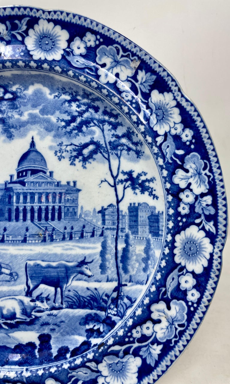 Set of Six Antique 19th Century English Blue and White Porcelain Plates ...