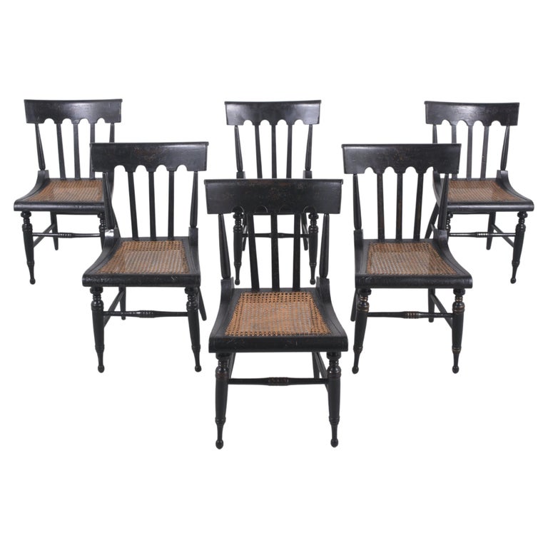 Set of Six Antique Cane Dining Chairs at 1stDibs