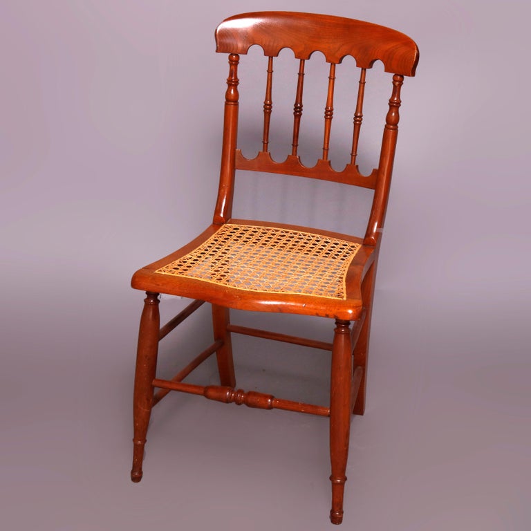 Set of Six Antique Chestnut Spindle Back Dining Chairs, circa 1910 at ...