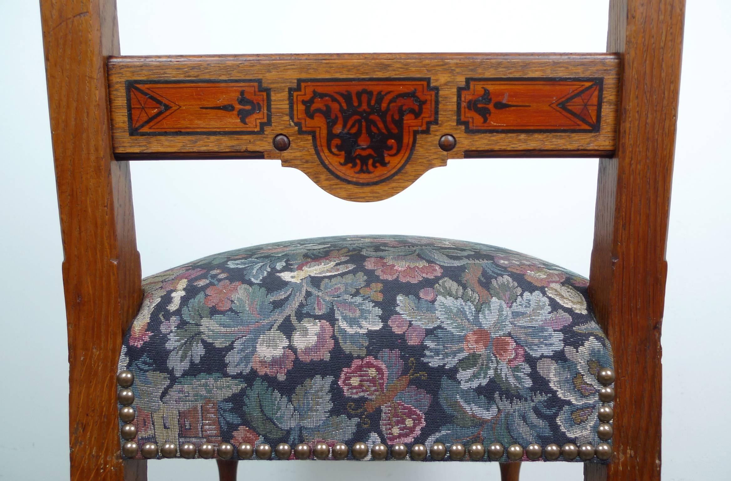 Set of Six Antique German Oak Dining Chairs from the 1890s For Sale at ...