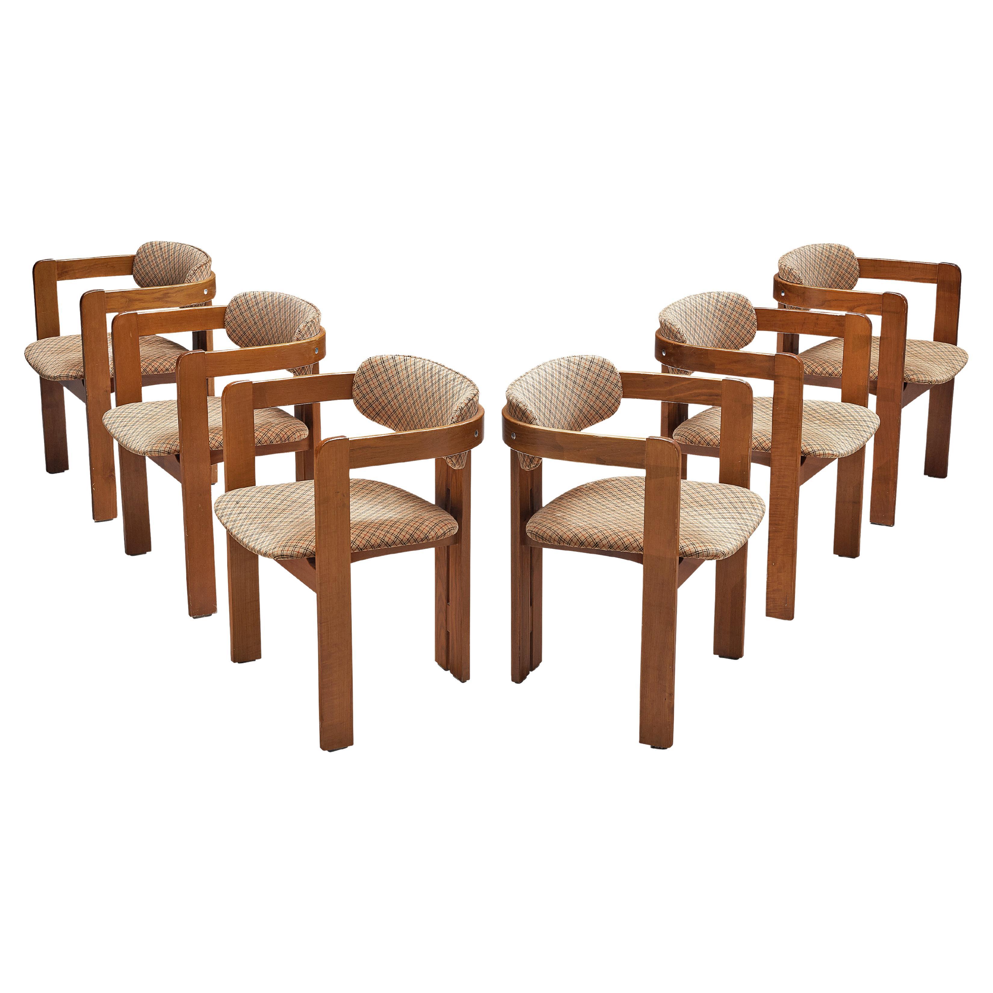 Set of Six Architectural Italian Armchairs with Bentwood Frames For ...