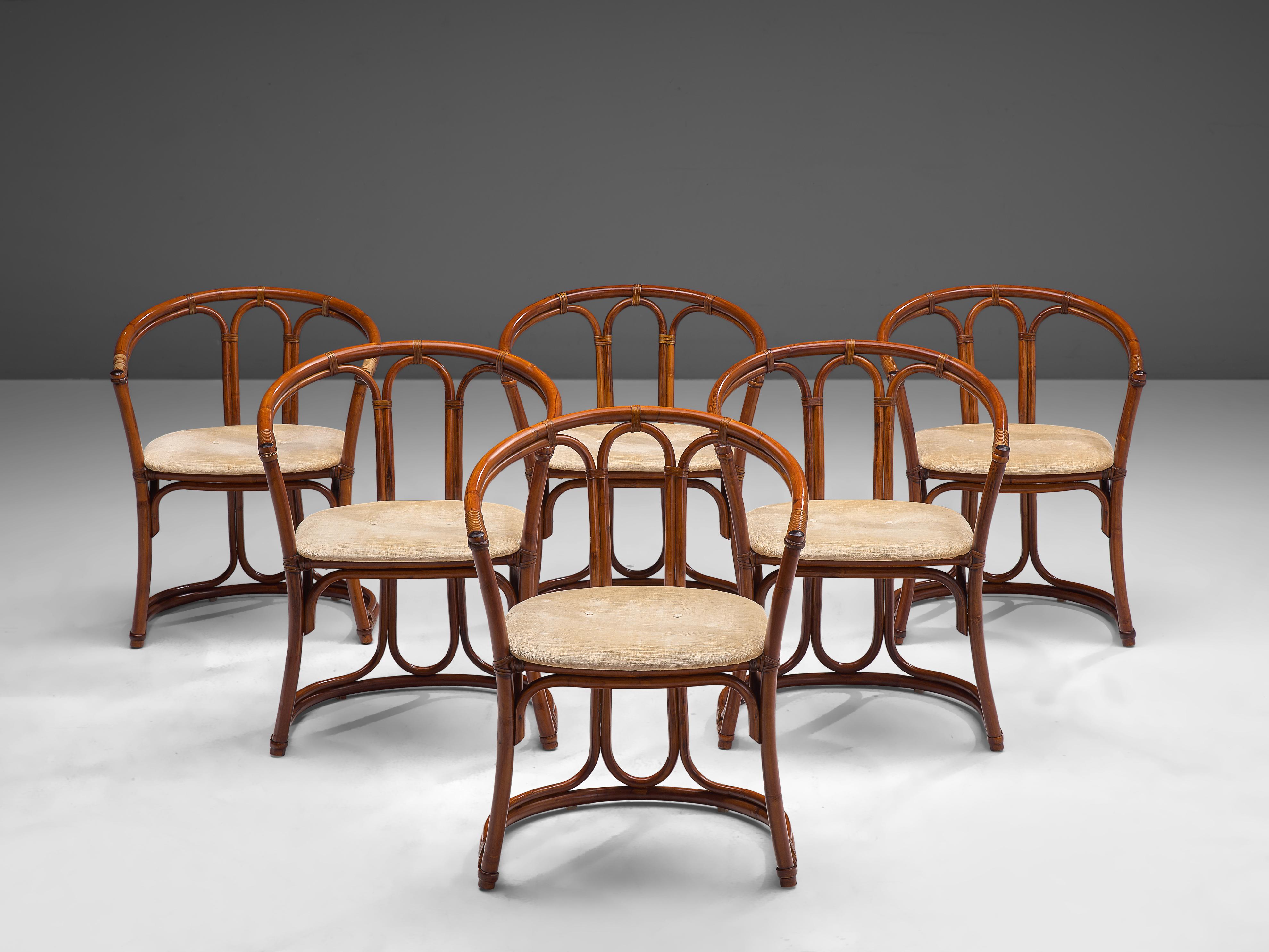 Set of Six Armchairs in Bamboo at 1stDibs