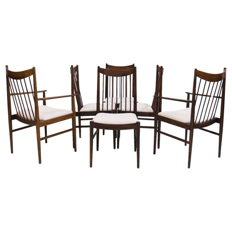 Set of Six Arne Vodder Model 422 Wooden Dining Chairs with Fabric ...