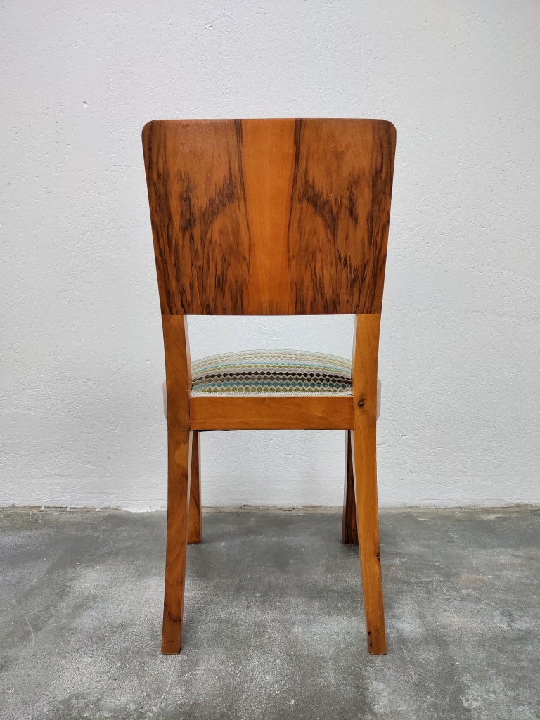 Set of Six Art Deco Dining Chairs in Walnut Roots Veneer, Austria 1940s ...