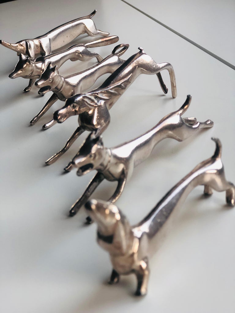 Set of Six Art Deco French Silver Plated Knife Rests Featuring Animal ...