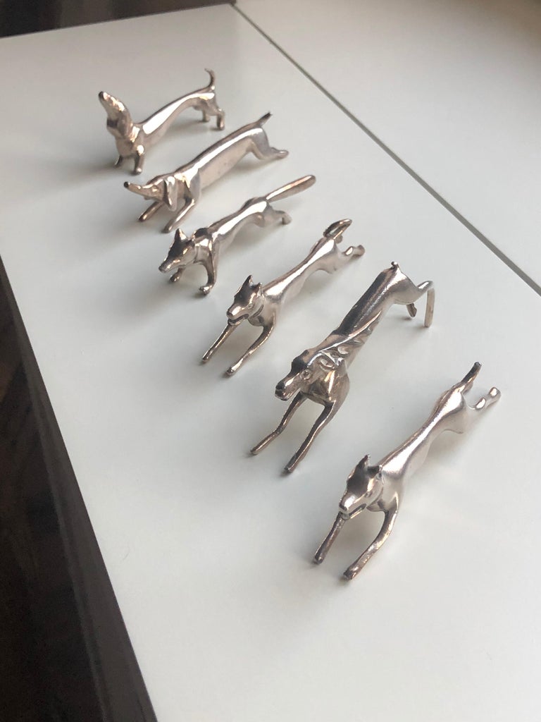Set of Six Art Deco French Silver Plated Knife Rests Featuring Animal ...
