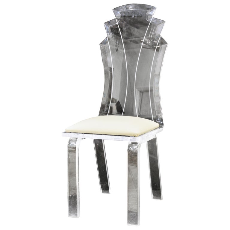 Set of Six Art Deco Style Mid-Century Modern Lucite Fan Back Dining ...