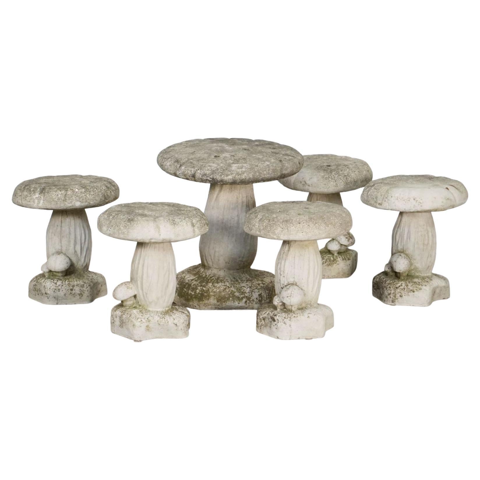 Set of Six Belgian Garden Stone Mushrooms or Toadstools 'Sold as Set ...