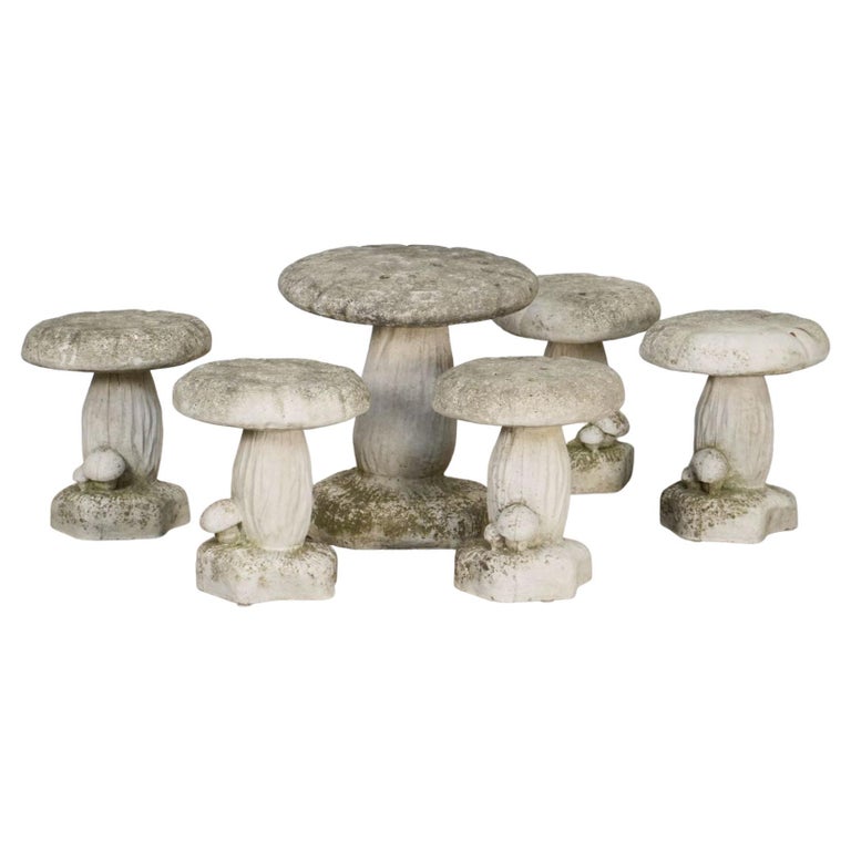 Set of Six Belgian Garden Stone Mushrooms or Toadstools 'Sold as Set ...