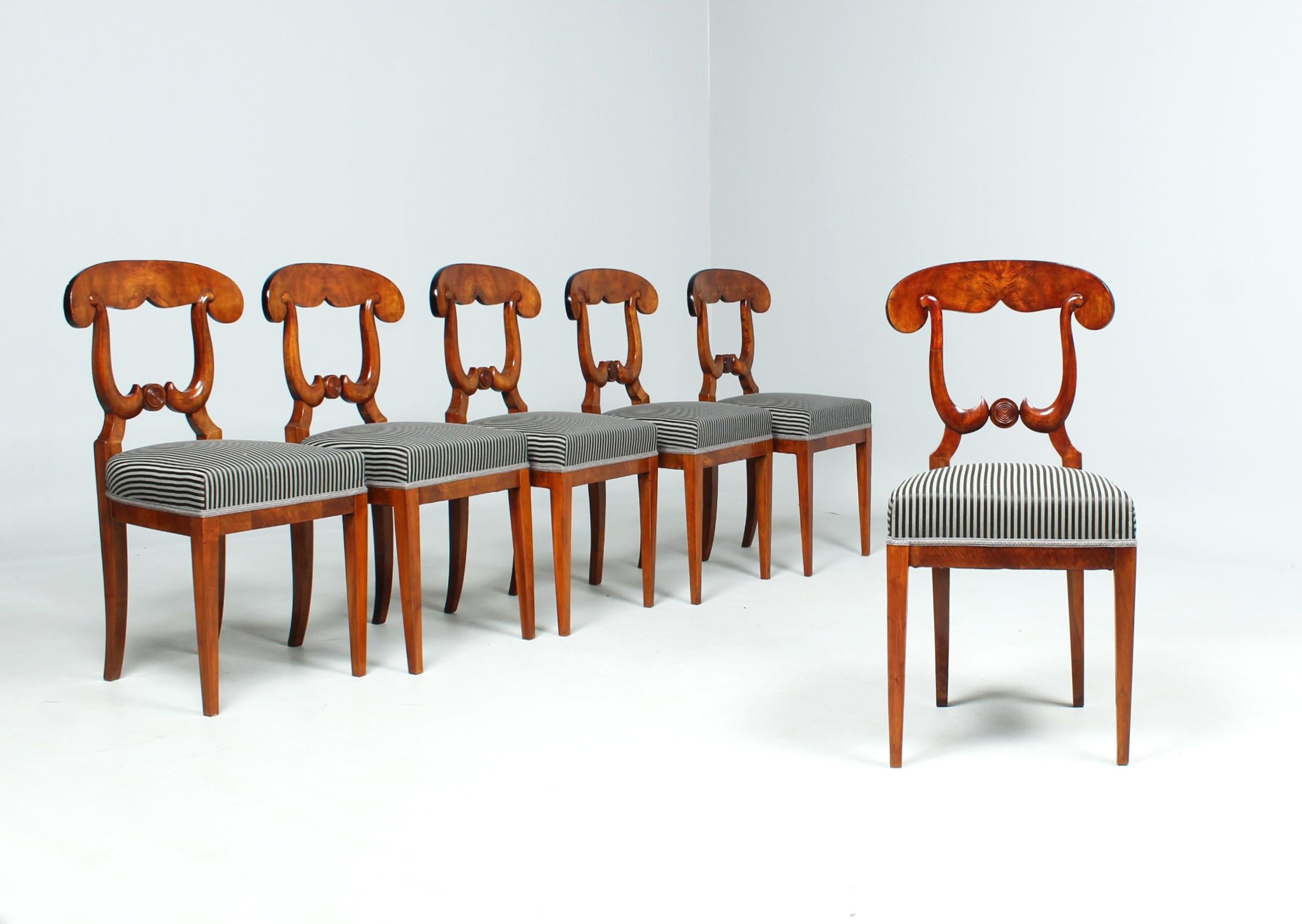Set of Six Biedermeier Chairs, Walnut, Nice Patina, circa 1830 at ...