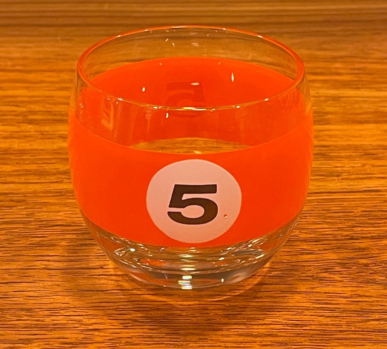 Set of Six Billiard / Pool Balls Roly Poly Cocktail Glasses by Cera at ...