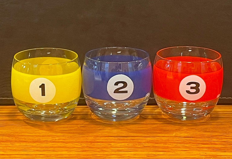 Set of Six Billiard / Pool Balls Roly Poly Cocktail Glasses by Cera at ...