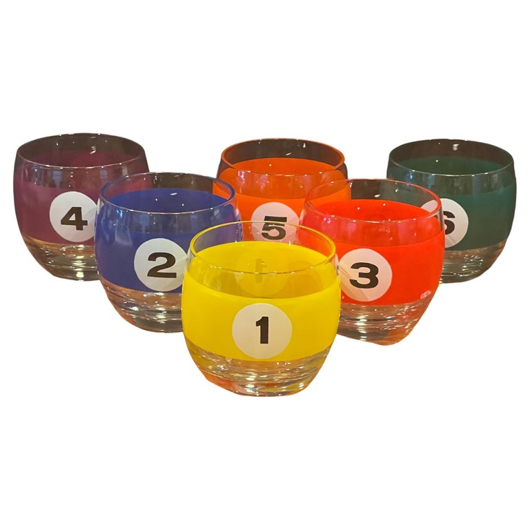 Set of Six Billiard / Pool Balls Roly Poly Cocktail Glasses by Cera at ...