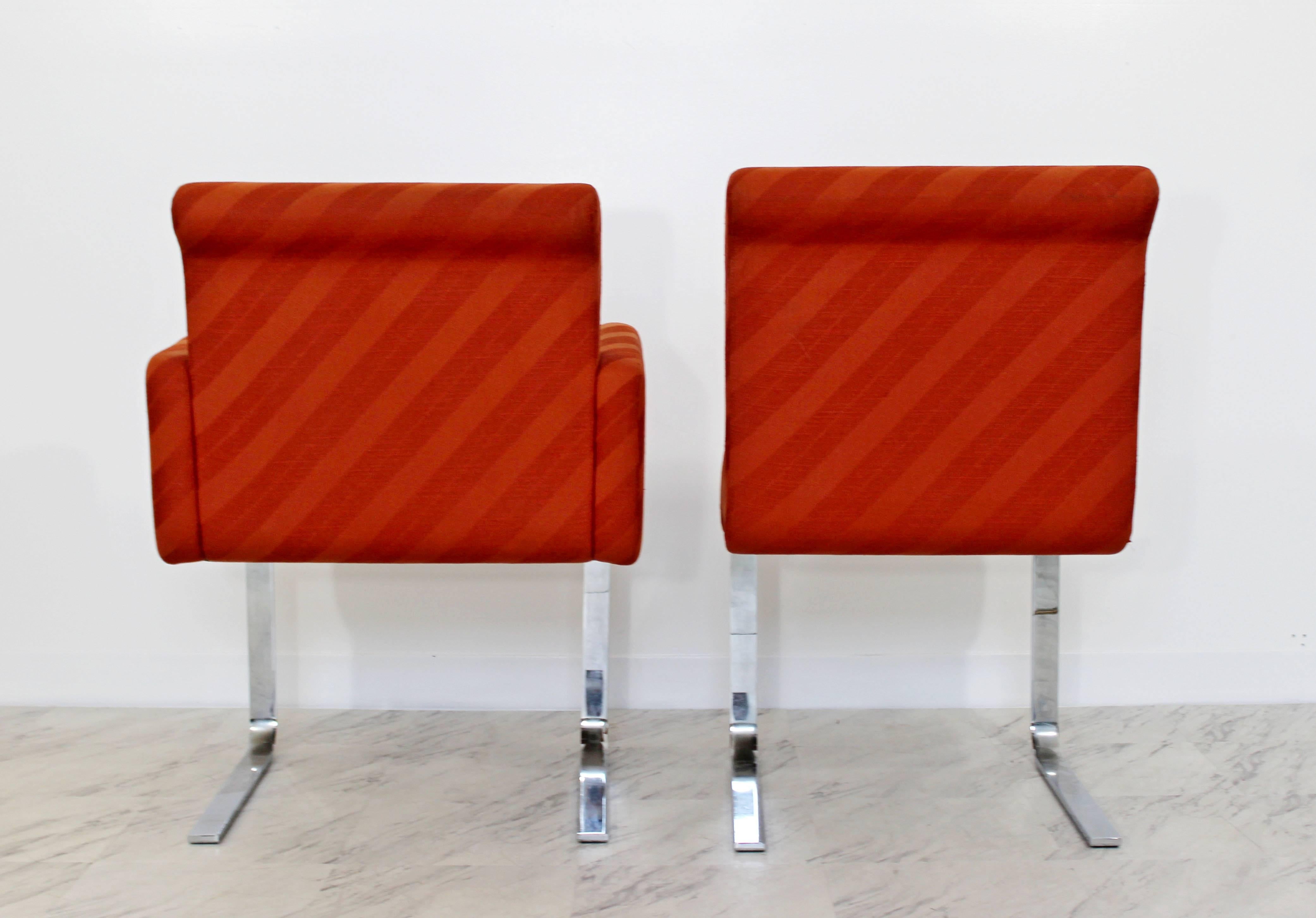 Set of Six Cantilever Flat Bar Chrome Dining Chairs Laguna Pace at 1stDibs