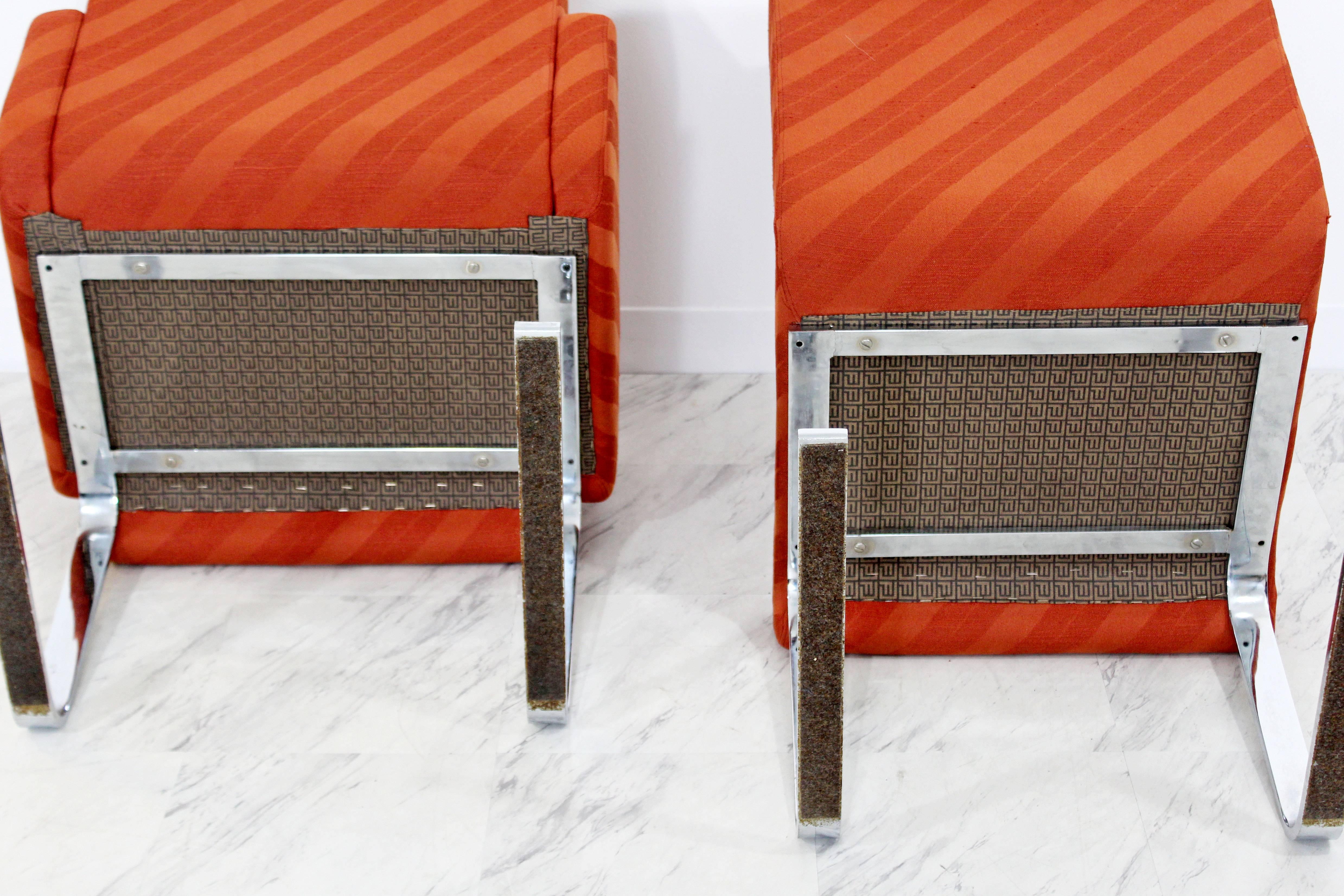 Set of Six Cantilever Flat Bar Chrome Dining Chairs Laguna Pace at 1stDibs