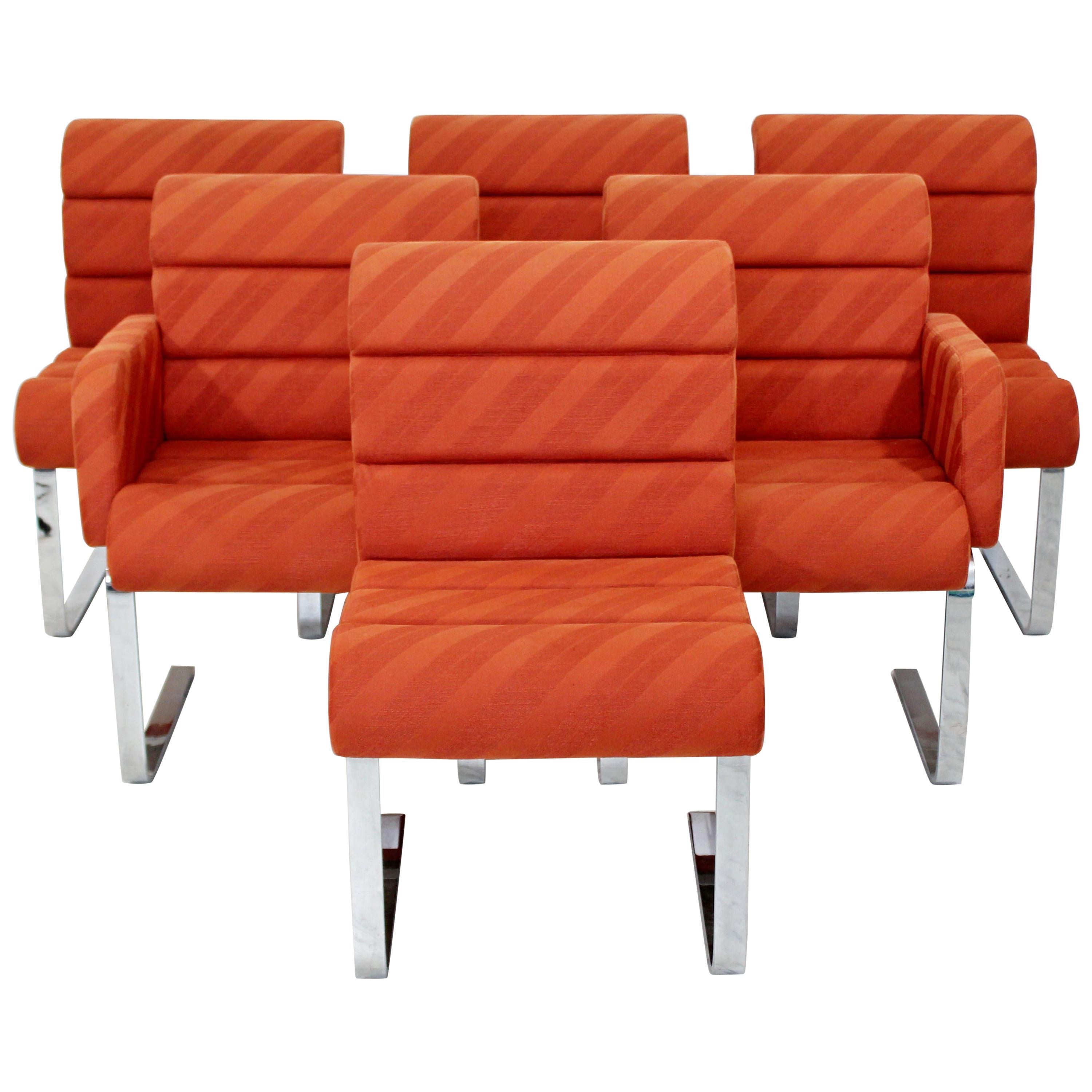 Set of Six Cantilever Flat Bar Chrome Dining Chairs Laguna Pace at 1stDibs