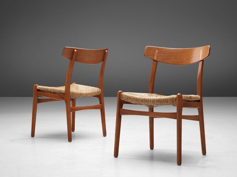 Set of Six 'CH23' Chairs by Hans J. Wegner in Beech and Teak at 1stDibs