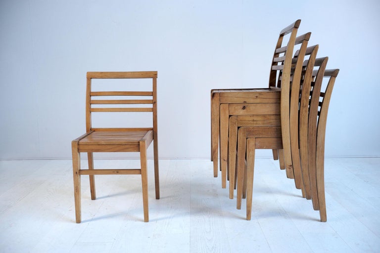 Set of Six Chairs of René Gabriel, French Reconstruction, 1945 at 1stdibs