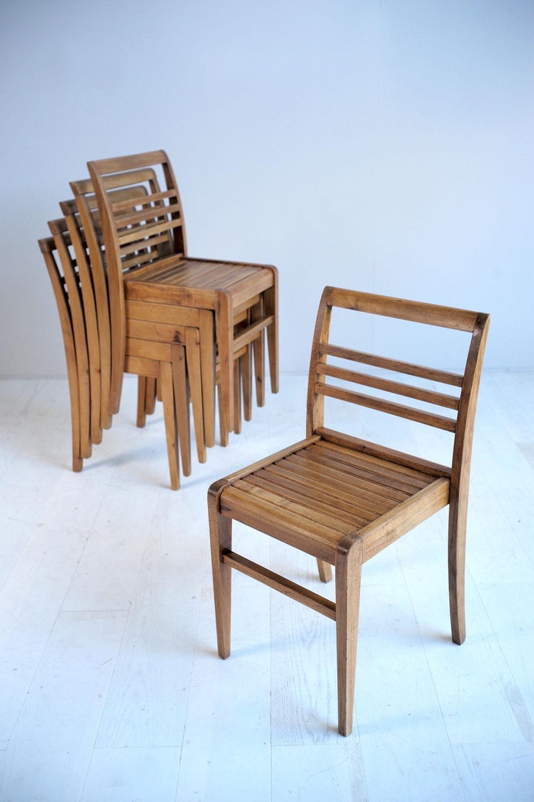 Set of Six Chairs of René Gabriel, French Reconstruction, 1945 at 1stdibs