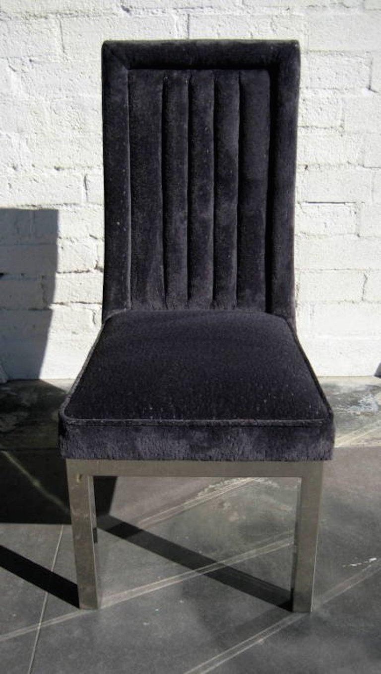 Set of Six Channel-Back Dining Chairs on Chrome-Plated Bases For Sale ...