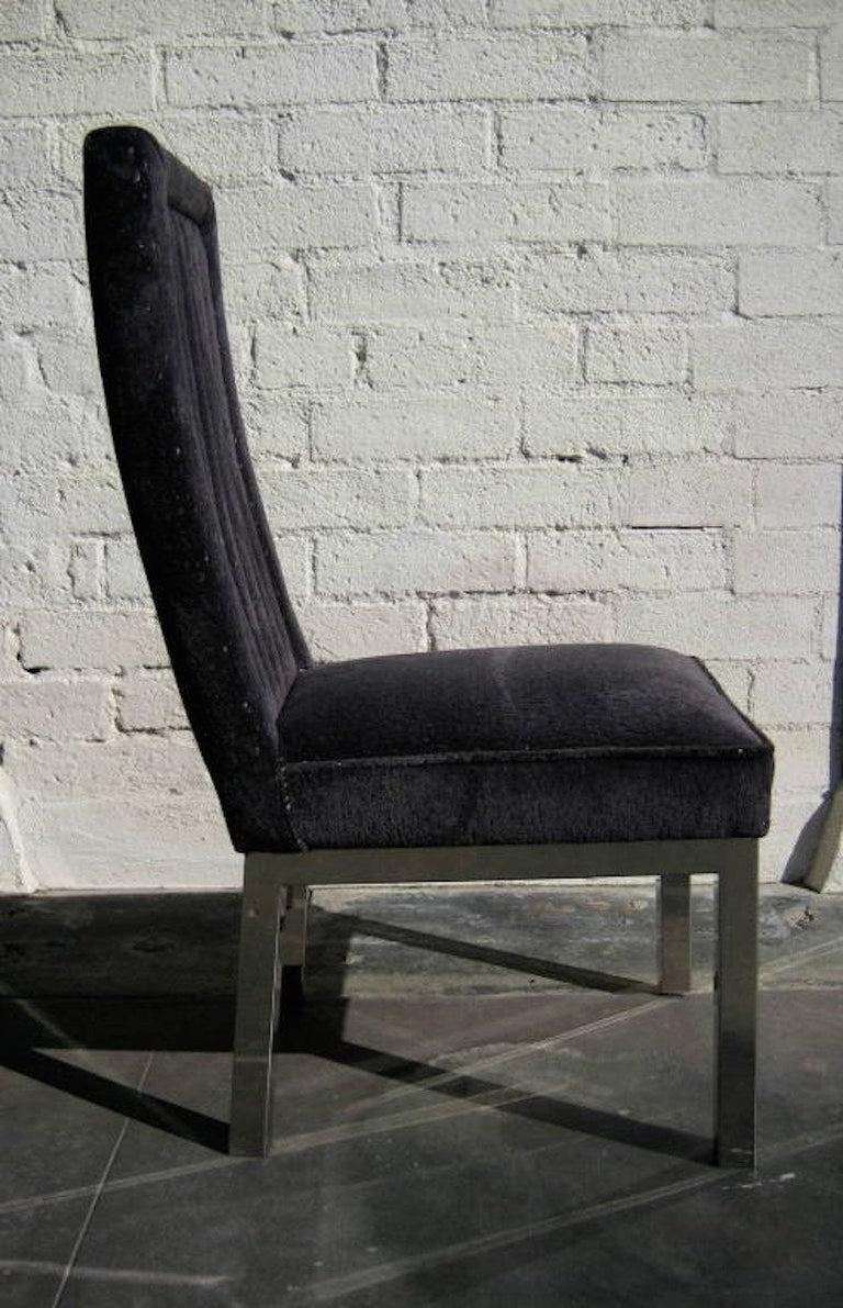 Set of Six Channel-Back Dining Chairs on Chrome-Plated Bases For Sale ...