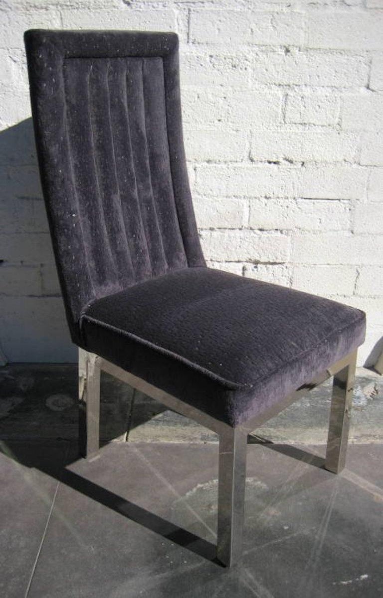 Set of Six Channel-Back Dining Chairs on Chrome-Plated Bases For Sale ...