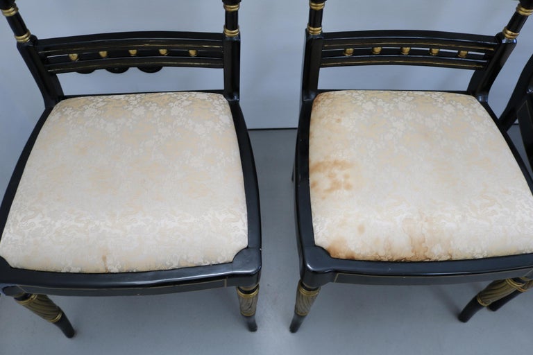 Set of Six Chinese Sanding Varnish Hand-Painted Chairs For Sale at ...
