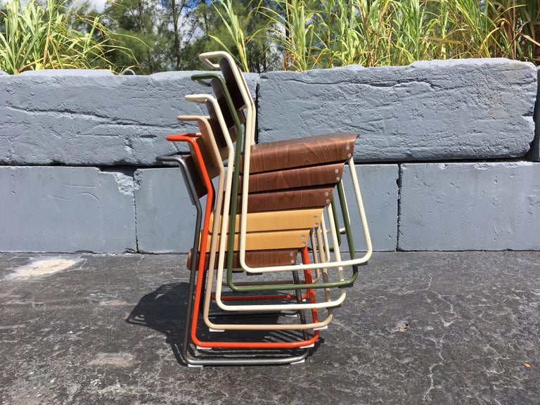 Set of Six Colorful Dining Chairs by Ed Carpenter and Andre Klauser ...