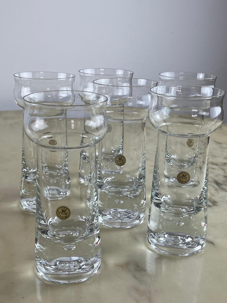 Set of Six Crystal Glasses, Czech Republic, 1980 For Sale at 1stDibs