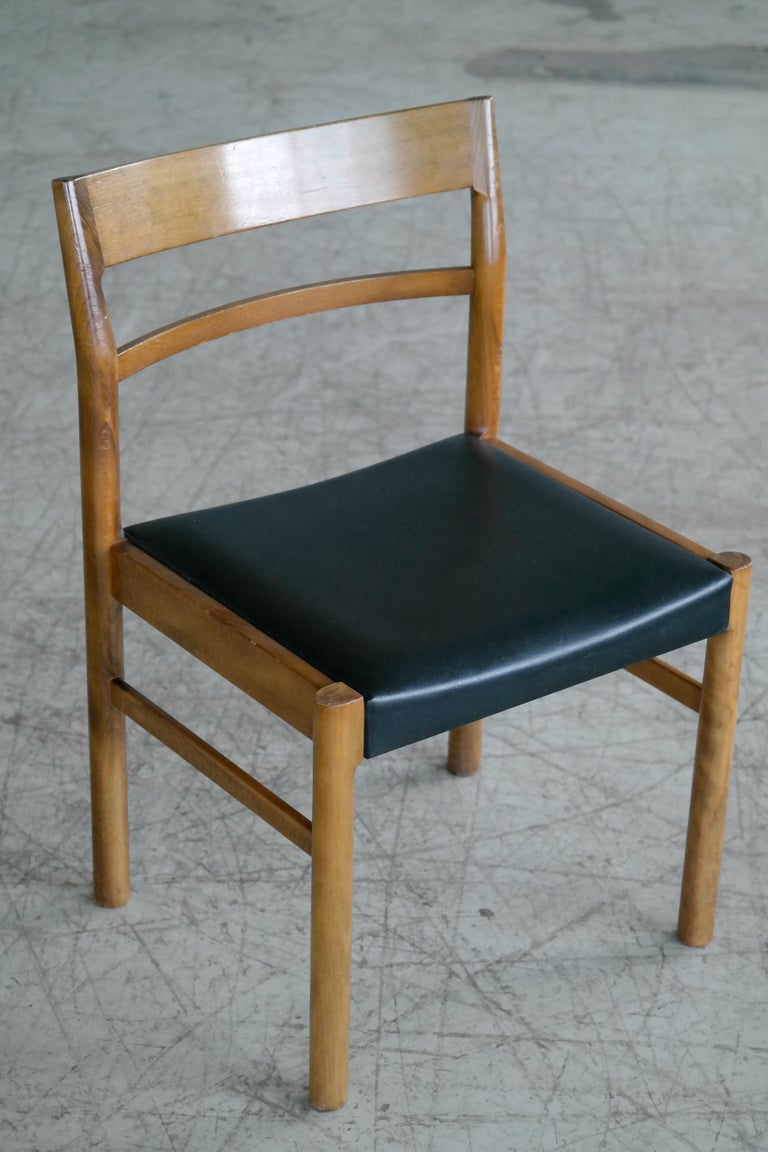 Set of Six Danish Midcentury Dining Chairs with Leather Seats by ...