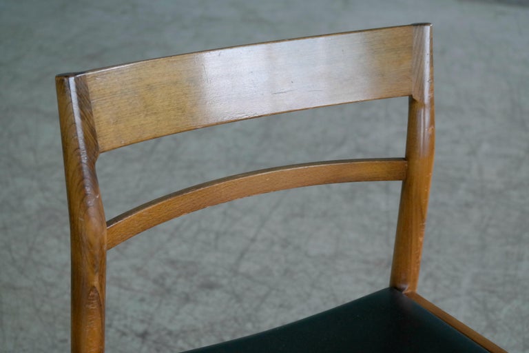 Set of Six Danish Midcentury Dining Chairs with Leather Seats by ...