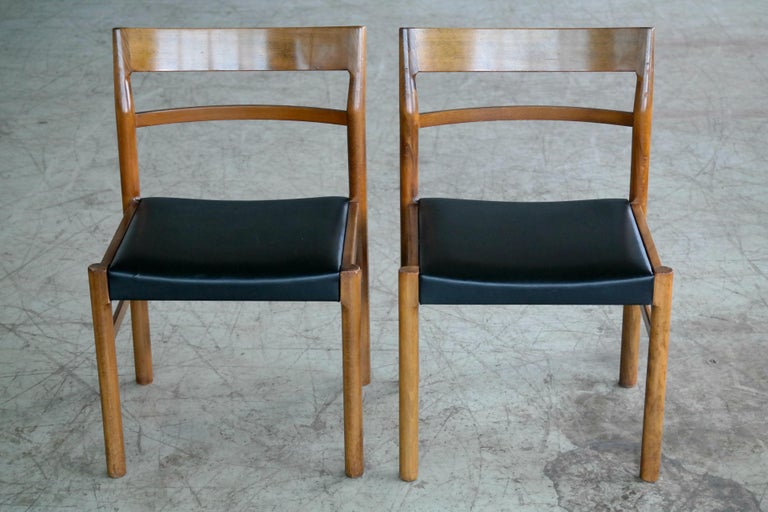 Set of Six Danish Midcentury Dining Chairs with Leather Seats by ...