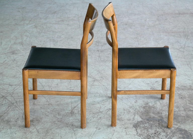 Set of Six Danish Midcentury Dining Chairs with Leather Seats by ...
