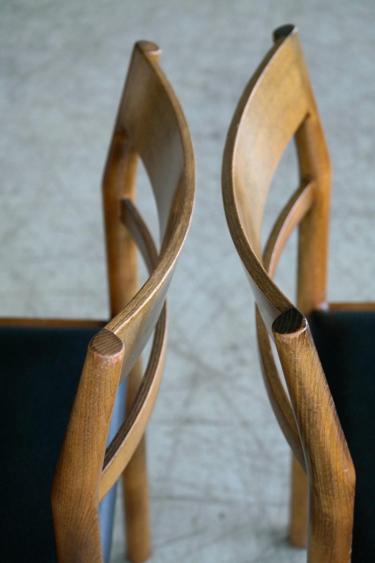 Set of Six Danish Midcentury Dining Chairs with Leather Seats by ...