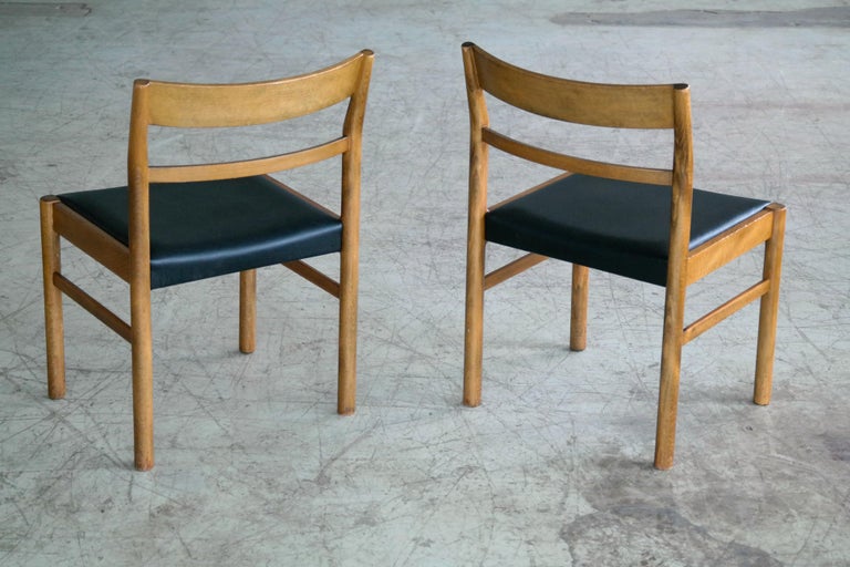 Set of Six Danish Midcentury Dining Chairs with Leather Seats by ...