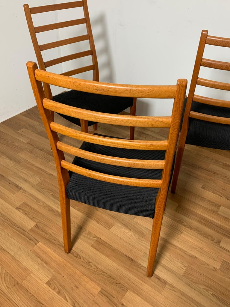 Set of Six Danish Modern Teak Ladder Back Dining Chairs by Svegards ...