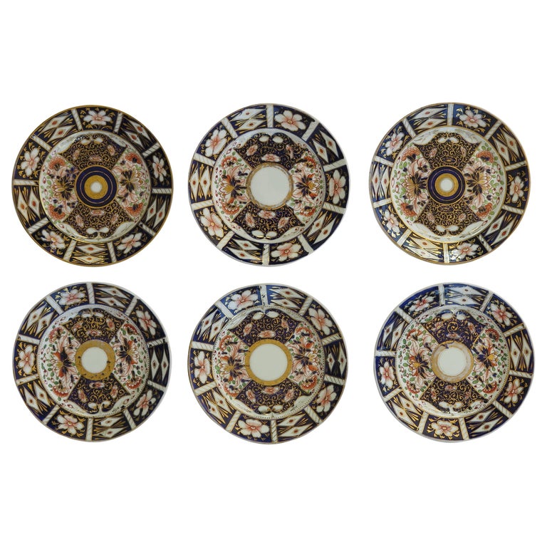 Set of Six Davenport Porcelain Plates Hand Painted and Gilded Pattern ...