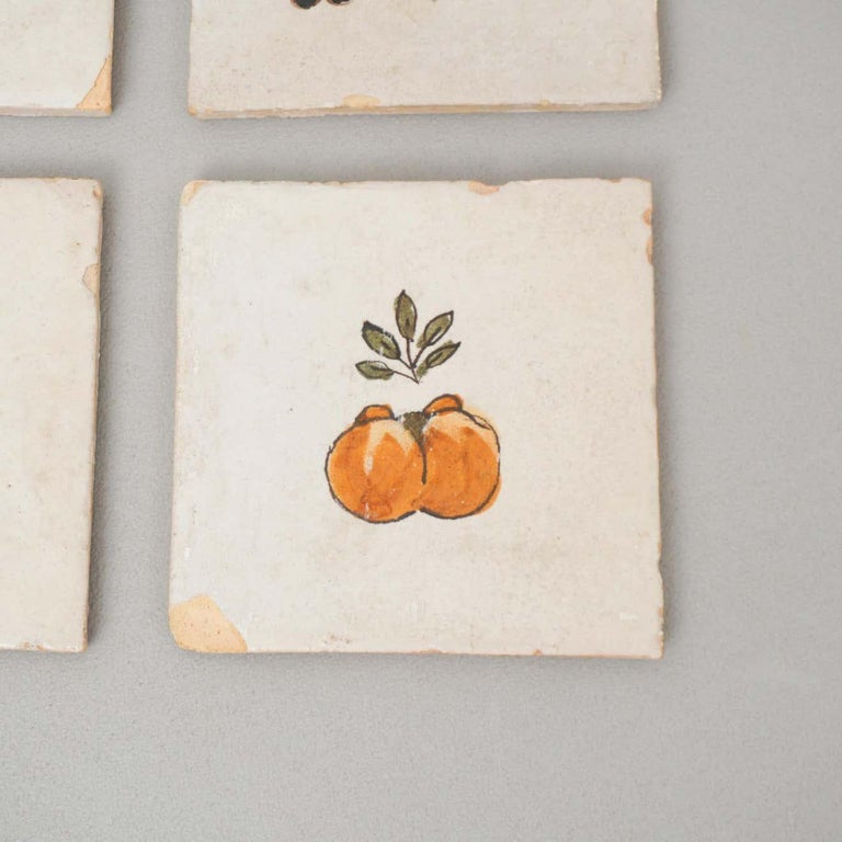 Set of Six Early 20th Century Hand Painted Catalan Tiles For Sale at ...