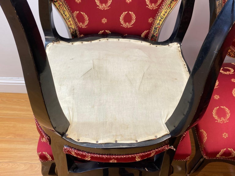 Set of Six Early 20th Century Louis XV Style Faux Boulle Inlaid Dining ...