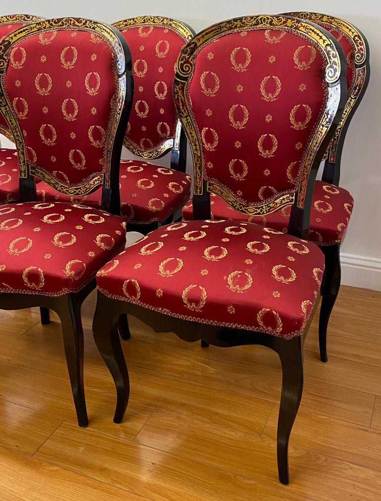 Set of Six Early 20th Century Louis XV Style Faux Boulle Inlaid Dining ...