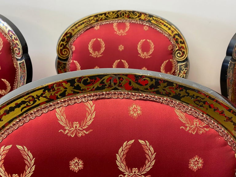 Set of Six Early 20th Century Louis XV Style Faux Boulle Inlaid Dining ...