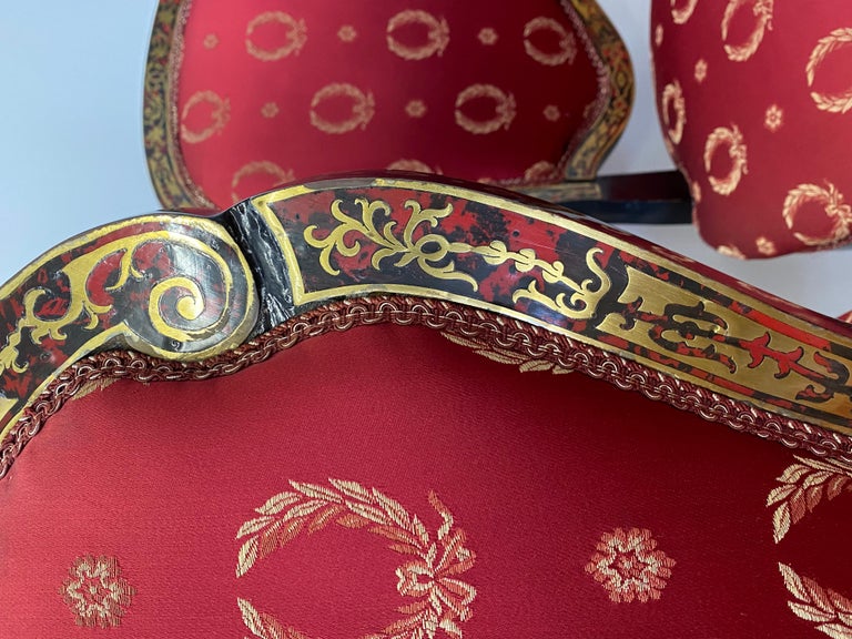 Set of Six Early 20th Century Louis XV Style Faux Boulle Inlaid Dining ...