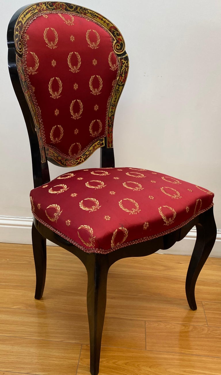 Set of Six Early 20th Century Louis XV Style Faux Boulle Inlaid Dining ...