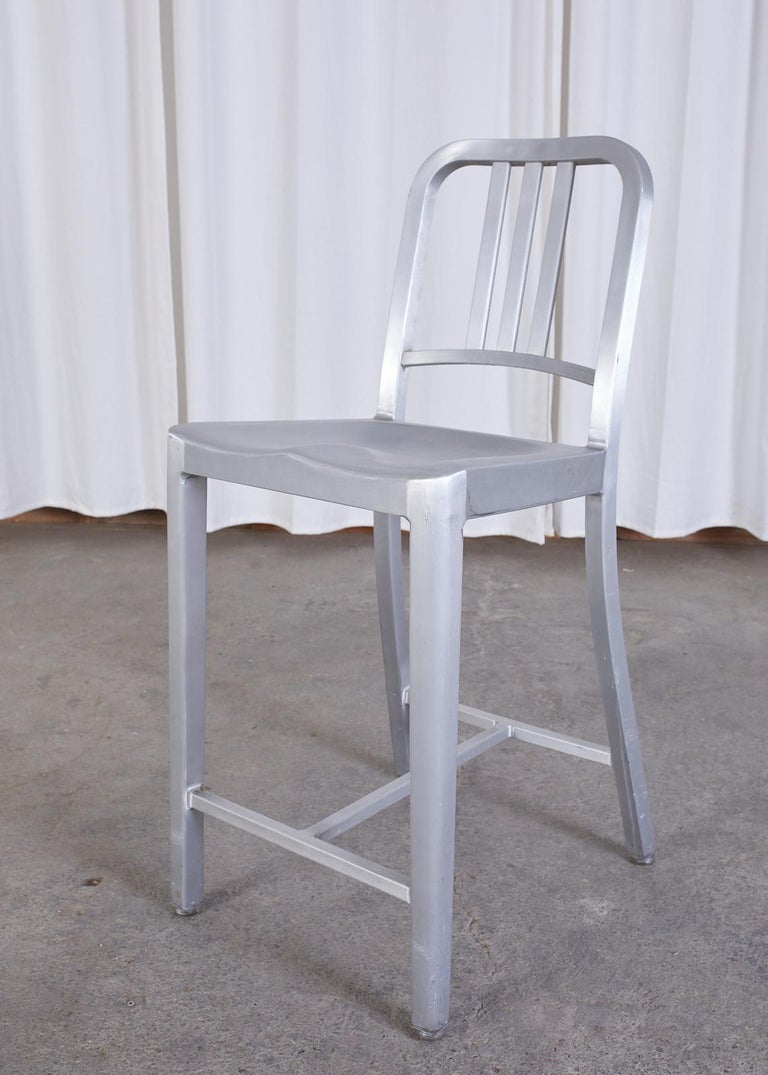 Set of Six Emeco Navy Counter Stools in Brushed Aluminum For Sale at ...