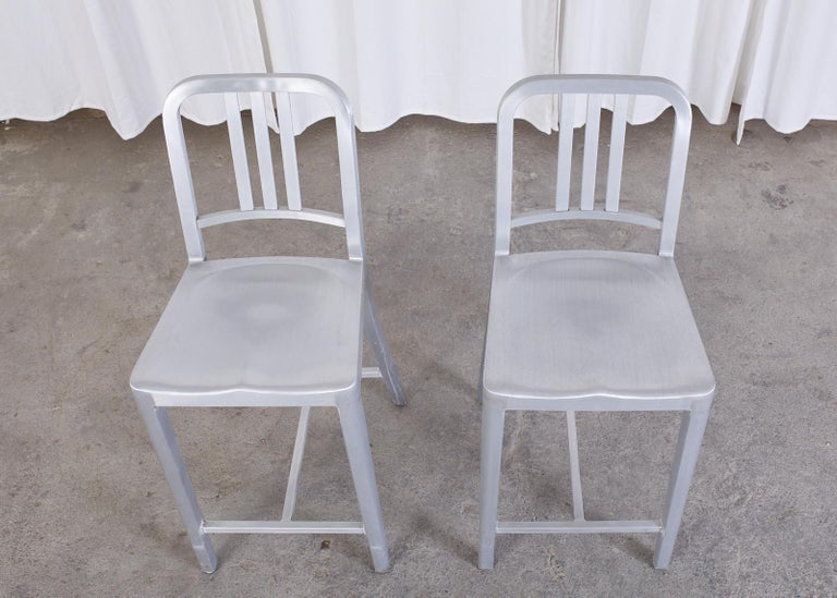 Set of Six Emeco Navy Counter Stools in Brushed Aluminum For Sale at ...