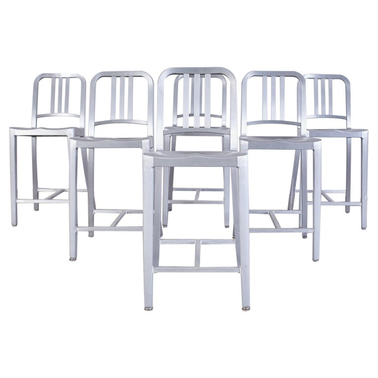 Set of Six Emeco Navy Counter Stools in Brushed Aluminium For Sale at ...