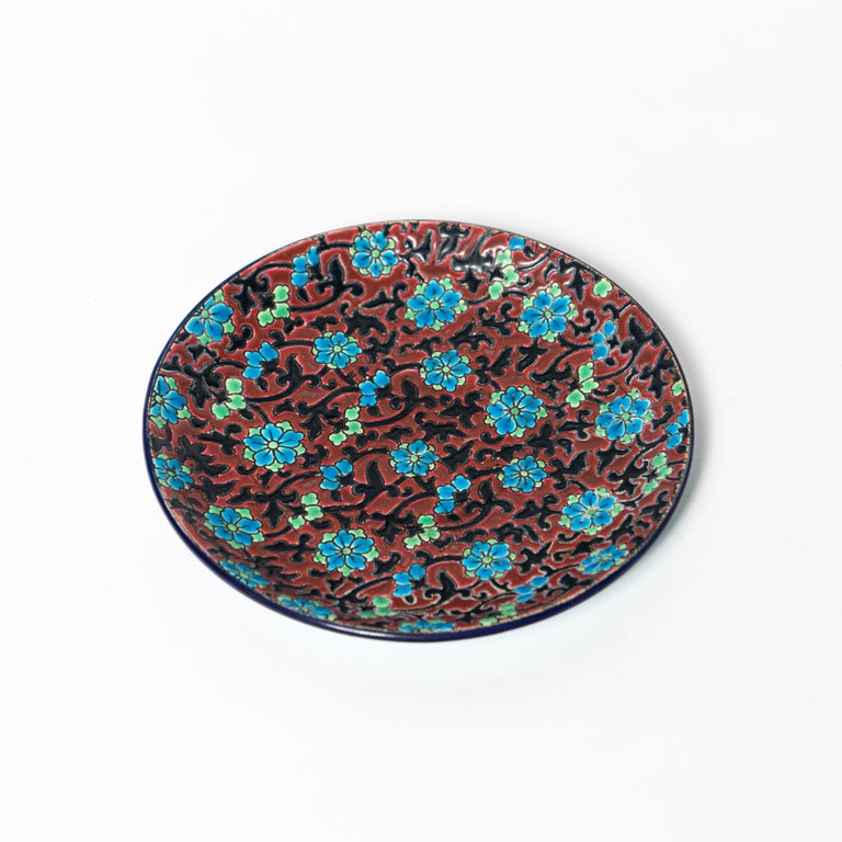 Set of Six Enamel Ceramic Dishes by Longwy, France, Mid-19th Century ...